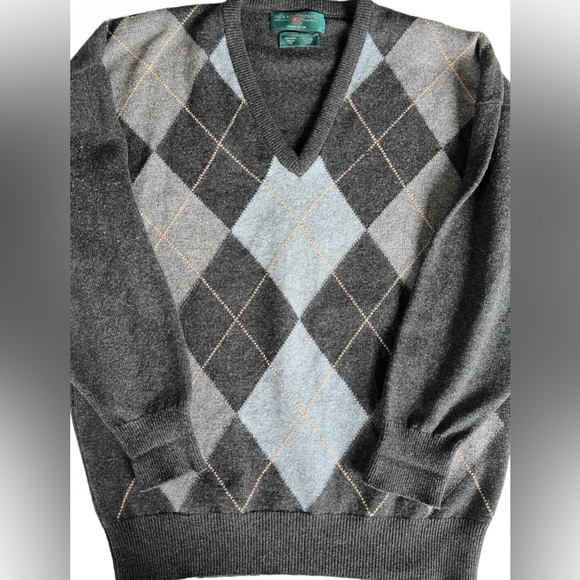 Alan Paine | Sweaters | Alan Paine England Wool Gray Blue Argyle ...